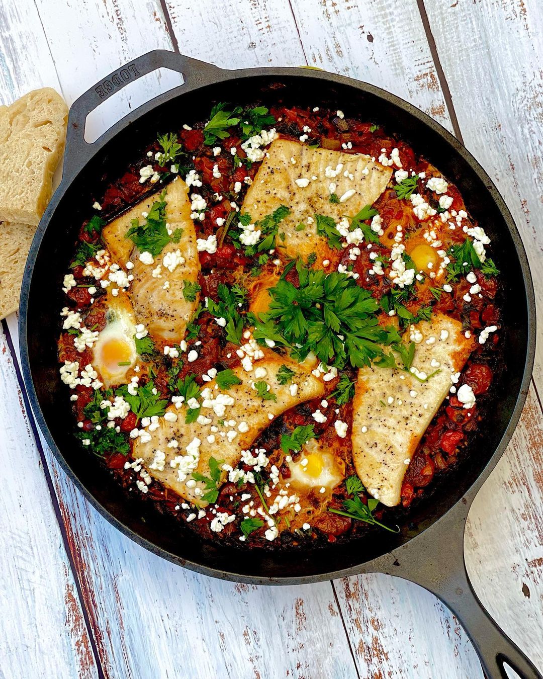 Cherry Tomato Shakshuka With Seared Swordfish Recipe from ...