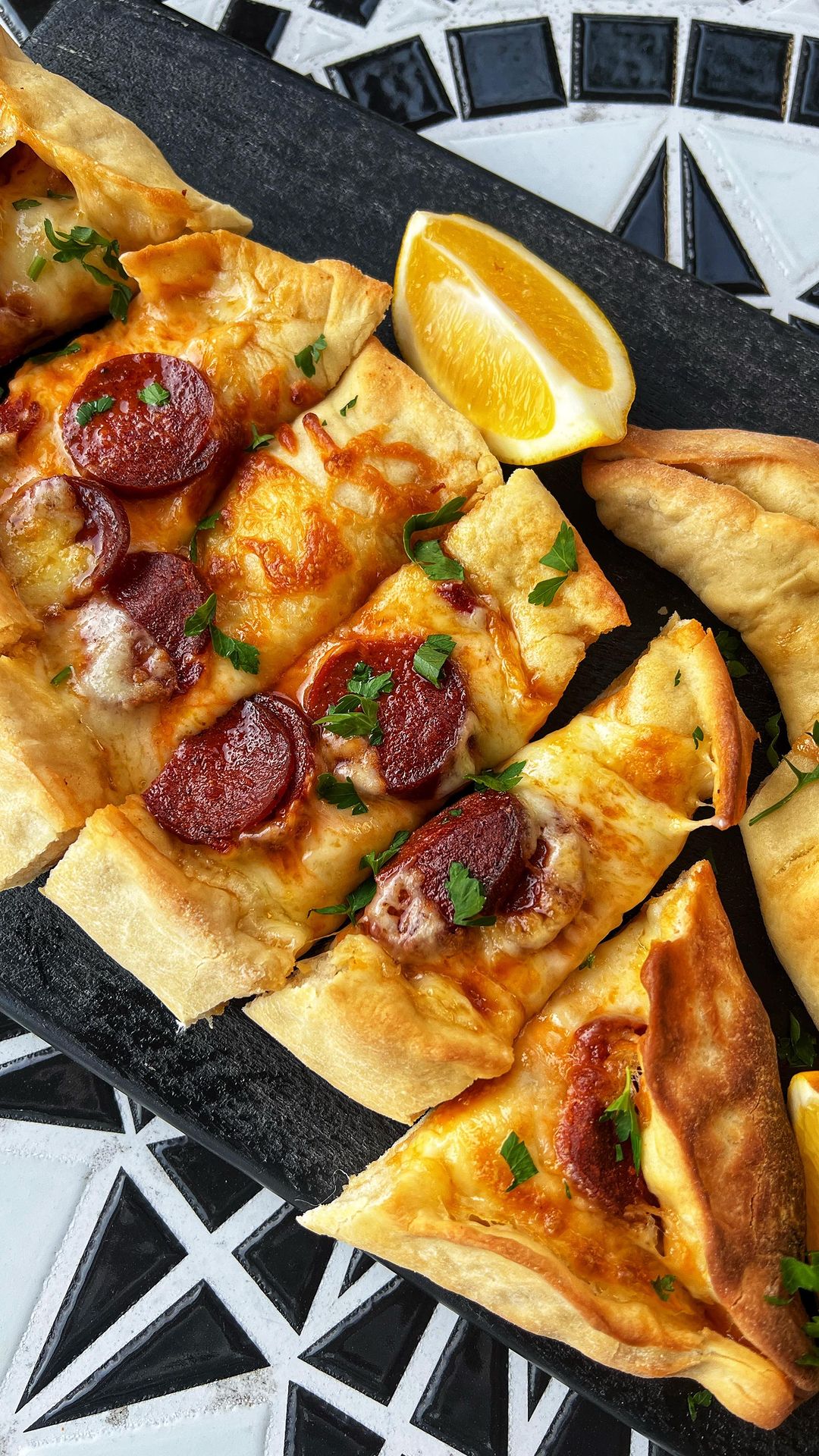 Sujuk And Cheese Pide Recipe from @korkyskitchenofficial_ - Fooooods.com