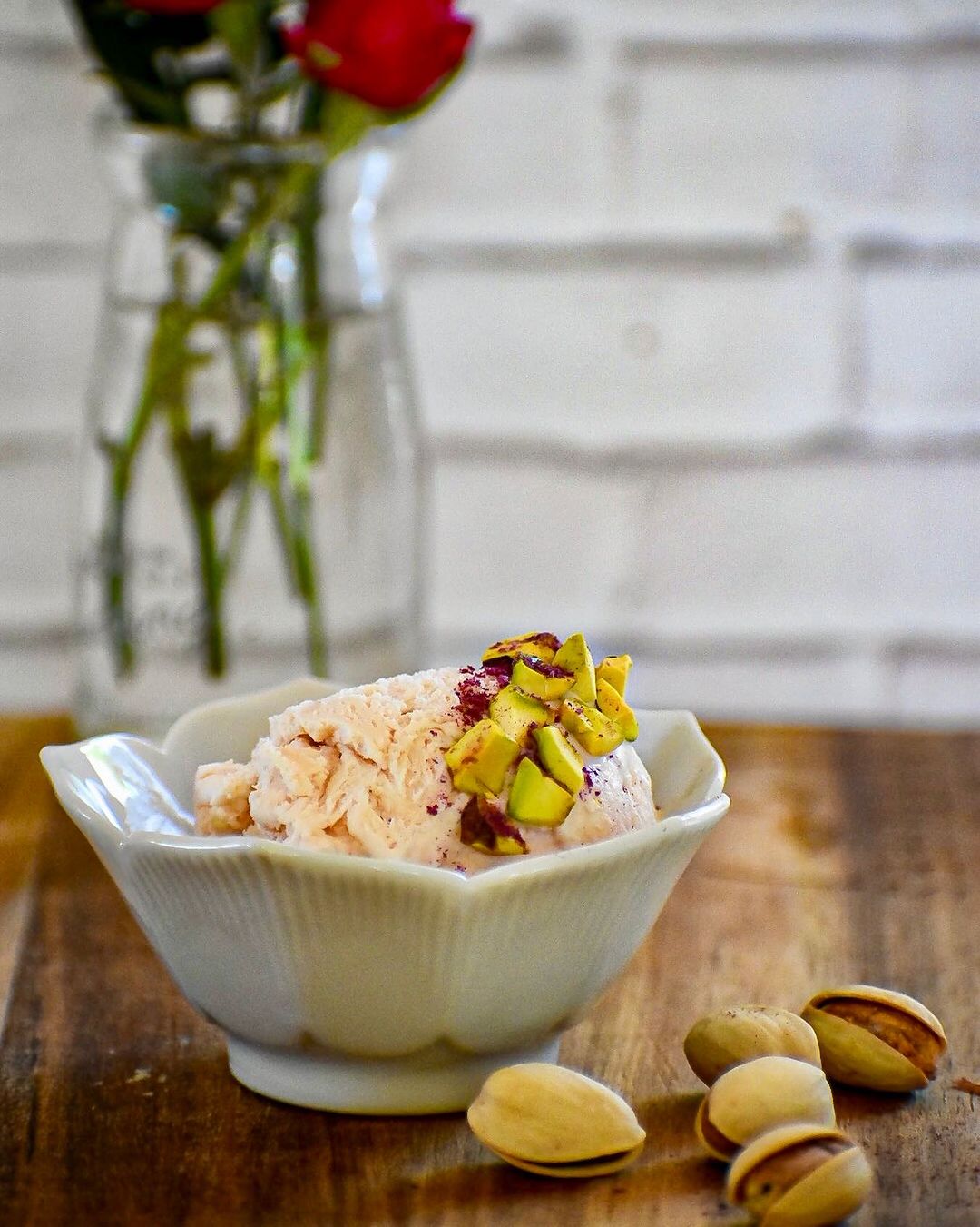 Rose Pistachio Ice Cream Recipe from @meandmyfood2020 - Fooooods.com