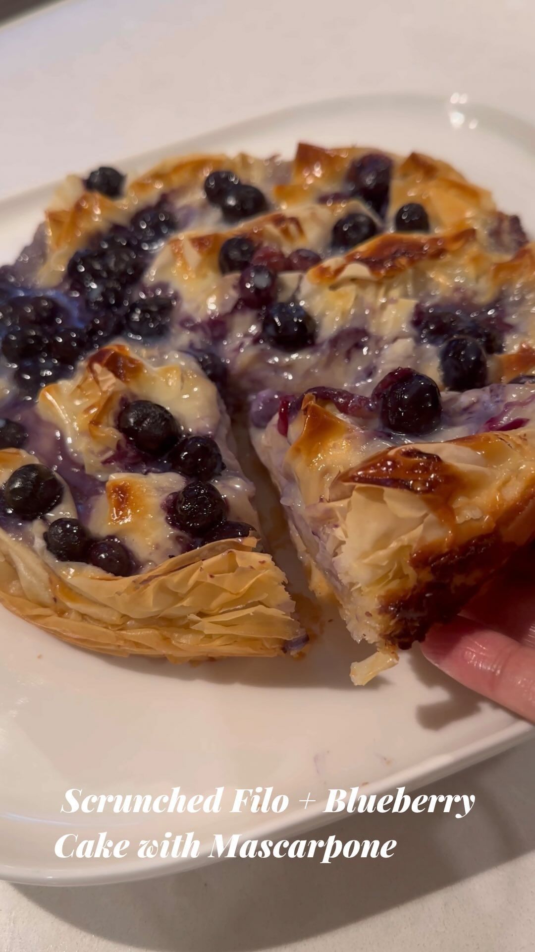 Scrunched Filo Blueberry Cake With Mascarpone Recipe from @katz ...