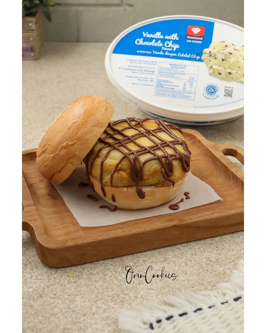 Resep Fried Ice Cream Burger dari @orincookies
